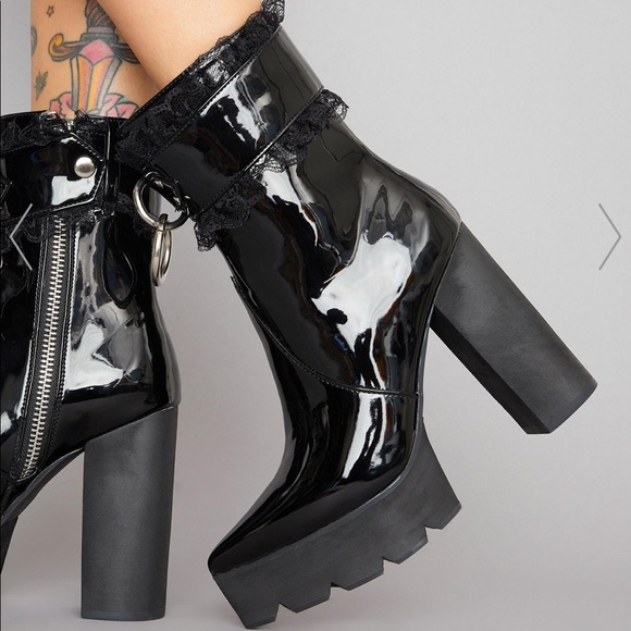 Dolls Kill | Shoes | Patent Vegan Leather Boots From Dollskill | Poshmark